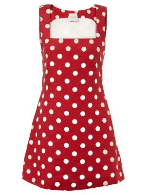 Posse Alice Polka-dot Linen Mini Dress - Red