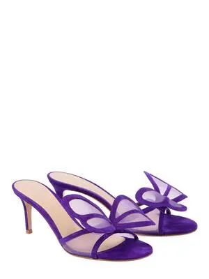 GIANVITO ROSSI Butterfly 70 Mesh And Suede Mules - Purple