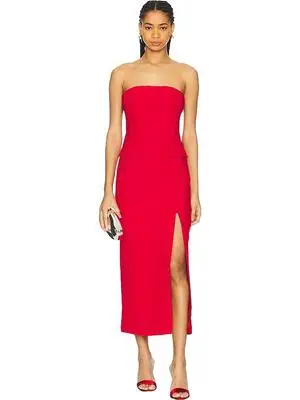 Bardot Nikki Strapless Midi Dress - Red