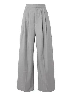 Sasuphi Lauren Pleated Wool Wide-leg Trousers - Gray