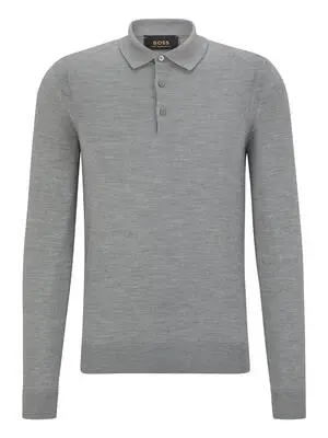BOSS Wool-cashmere-silk Polo Shirt - Silver