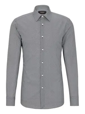 BOSS Printed Slim-fit Shirt - Blue