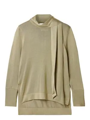 Galvan Ida Metallic Jersey Scarf Top - Green