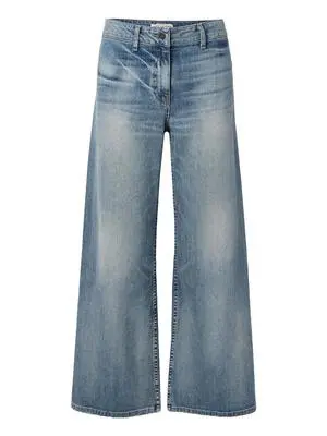 NILI LOTAN Megan Distressed Wide-leg Jeans - Blue