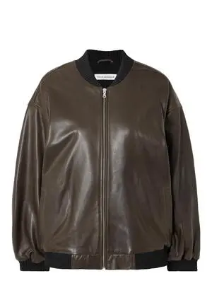 Nour Hammour Marly Leather Bomber Jacket - Brown