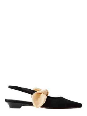 NEOUS Uba Faille And Suede Slingback Flats - Black
