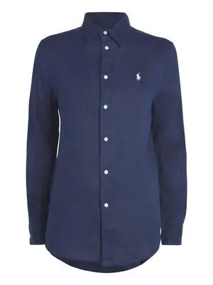 Polo Ralph Lauren Polo Ralph Lauren Blue Linen Button-Up Shirt Navy