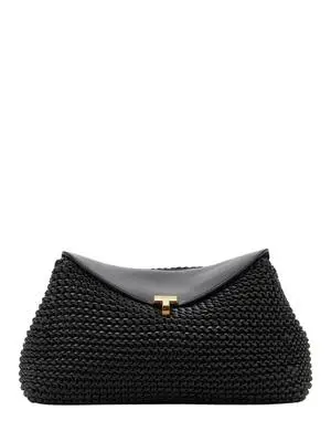 TOTEME T-lock Woven Leather Clutch - Black