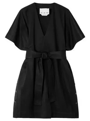 Sasuphi Elettra Belted Cotton-twill Mini Dress - Black