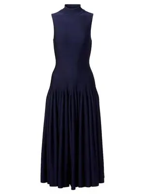 Alaïa Godet Midi Dress - Blue