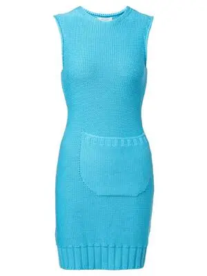 JW ANDERSON JW Anderson Knitted Cotton And Wool Mini Dress In Bright Blue
