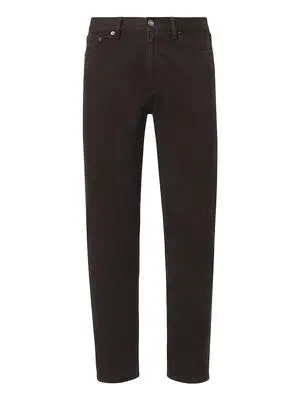 Zegna Leather-trimmed Cotton Straight Pants - Brown