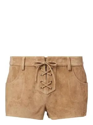 Isabel Marant Étoile Isabel Marant Delma Suede Tie-Detailed Shorts Beige