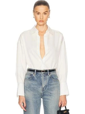 Renggli Boxy Long Sleeve Button Up Top - Bone