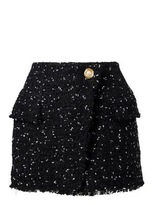 Balmain Polka-dot Tweed Miniskirt - Black