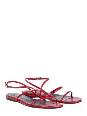 Khaite Loop Leather Sandals - Red