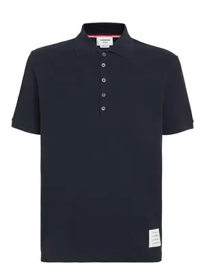 Thom Browne Cotton Appliqué Polo Shirt - Navy