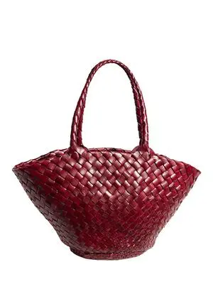 Dragon Diffusion Dragon Diffusion Small Woven Leather Tote Bag Burgundy