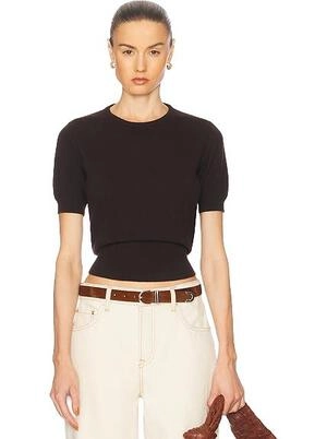 MAISON MARGIELA Maison Margiela Short Sleeve Knit Sweater Dark Brown