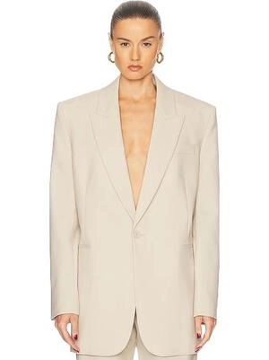 Saint Laurent Tailored Wool Blazer - Beige