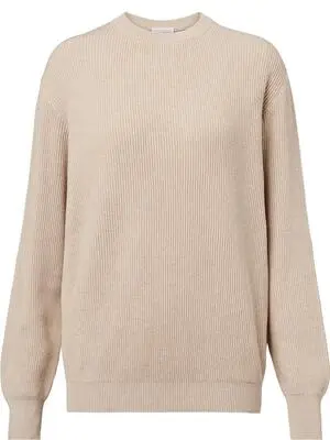 Brunello Cucinelli Ribbed Cotton Crewneck Sweater - Beige