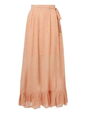 Zimmermann Rhiannon Frilled Maxi Skirt In Peach - Pink