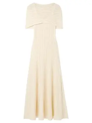 Khaite Thora Pointelle-knit Midi Dress - Neutrals