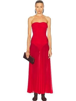 Magda Butrym Strapless Long Dress - Red