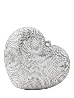 Judith Leiber Judith Leiber Couture L'amour Petit Coeur Crystal Clutch Silver