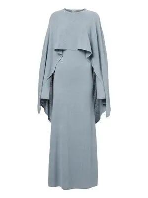 TOTEME Silk Boucle Cape Effect Maxi Dress - Blue