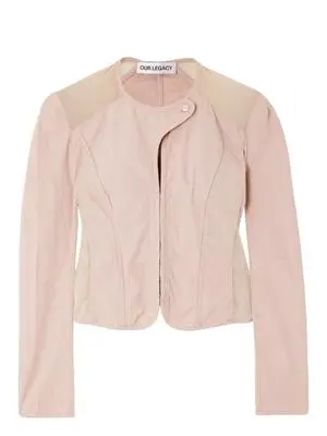 Our Legacy Cropped Mesh-trimmed Cotton-canvas Jacket - Pink