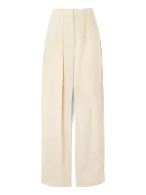 Stella McCartney Balloon Pleated Poplin Wide-leg Pants - Neutrals