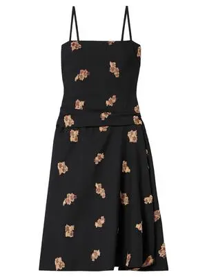 LIBEROWE Victoria Gathered Fil Coupé Wool-blend Twill Midi Dress - Black