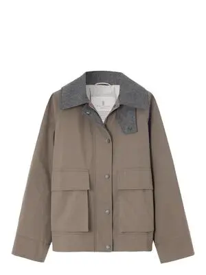Brunello Cucinelli Bead-embellished Wool Felt-trimmed Padded Cotton-blend Jacket - Brown