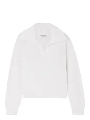 Brunello Cucinelli Sequined Cotton-blend Polo Sweater - White