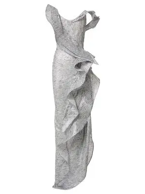 Maticevski Satellite Wave Ruffled Gown Silver
