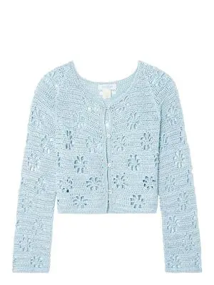 Calle Del Mar Crocheted Floral Cardigan - Blue