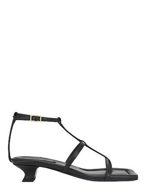 BY MALENE BIRGER Leather Strappy Square Toe Heeled Sandals - Black