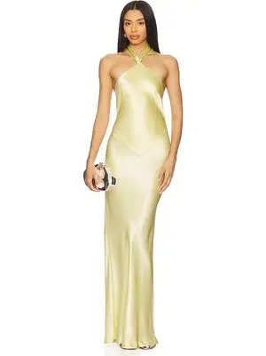 Retrofete Ester Halterneck Maxi Dress - Lemon