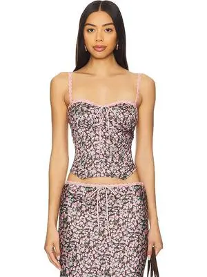 NIA Pauline Corset With Lace Trim - Brown