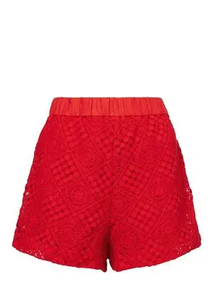 SIR. Crochet High-rise Cotton-blend Shorts - Red