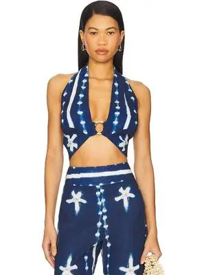 JBQ JBQ Halterneck Cropped Top With O-ring Accent Navy