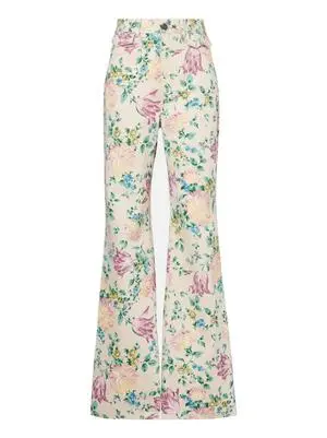 Chloé Floral High-rise Flared Jeans In Grizzled Blue - Multicoloured