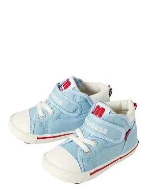 MIKI HOUSE High Top Canvas Sneakers With Velcro Fastening - Blue
