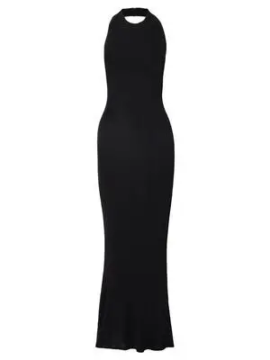 NILI LOTAN Gertrude Ribbed-knit Halterneck Maxi Dress - Black