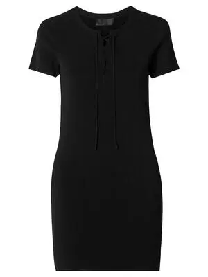 NILI LOTAN Palma Lace-up Jersey Mini Dress - Black