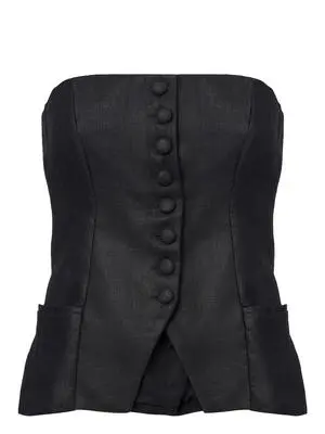 Faithfull The Brand Strapless Linen Top - Black