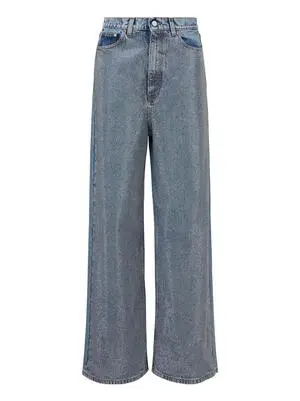 Stella McCartney Crystal-embellished Wide-leg Jeans - Blue