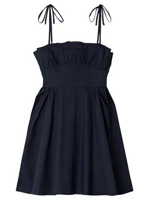 KIKA VARGAS Mia Ruffled Cotton-blend Poplin Mini Dress - Blue