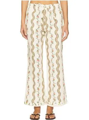SIEDRES SIEDRES Savina Printed Cotton Poplin Pants Cream